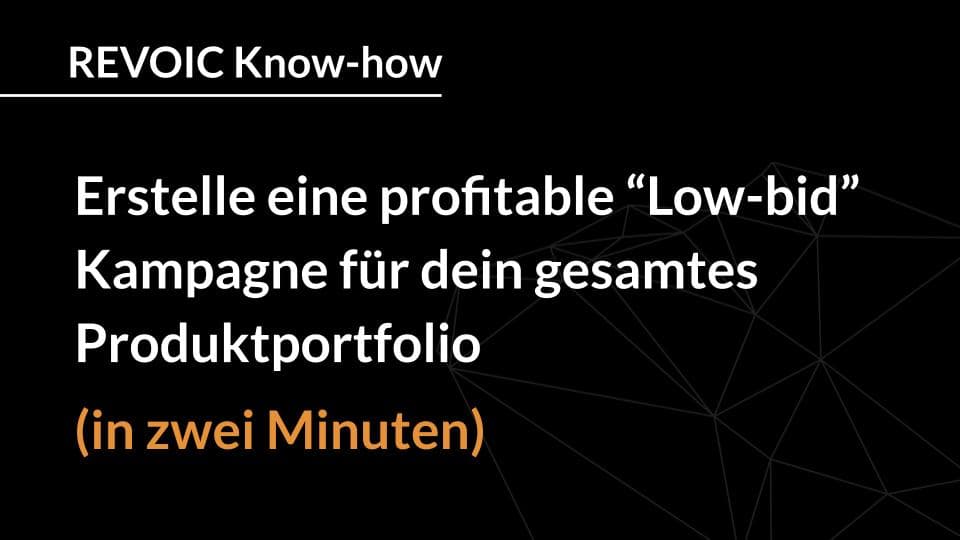 Eine profitable “Low-bid” Kampagne erstellen | REVOIC